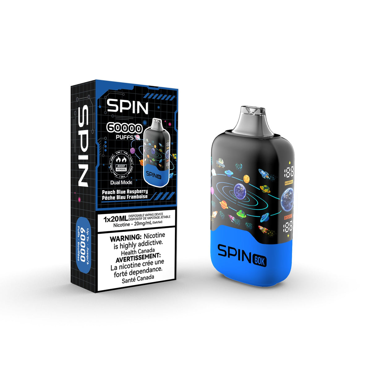 Spin 60K (60000) Disposable Vape Peach Blue Raspberry - Spin Vape ...
