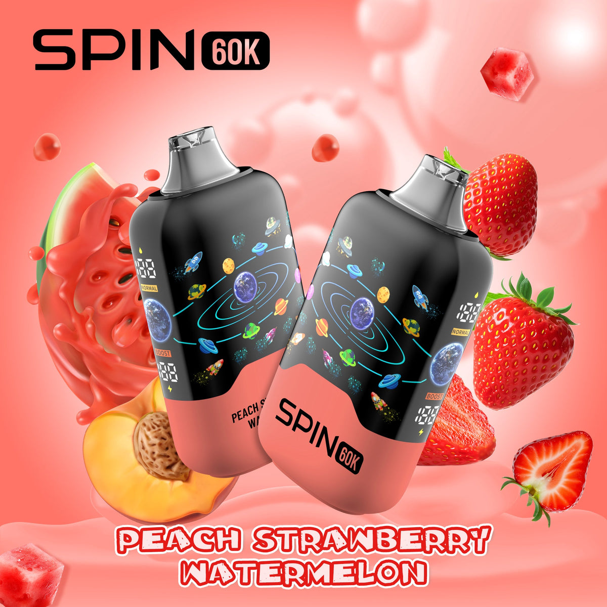 Spin 60K (60000) Disposable Vape Peach Strawberry Watermelon - Spin ...
