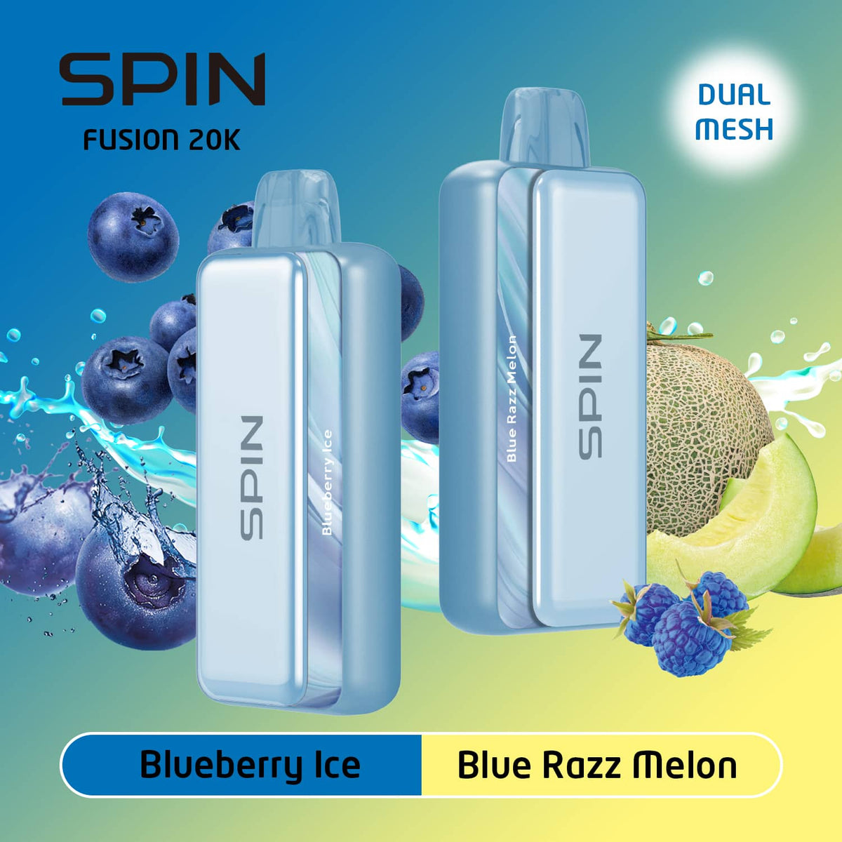 Spin Fusion 20K Myrtille Glacée et Melon Razz Bleu – Spin vape